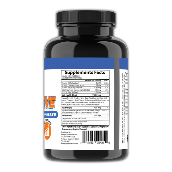 Angry Active Men's Multi-Vitamin + Herbal Blend 60ct - Angry Supplements
