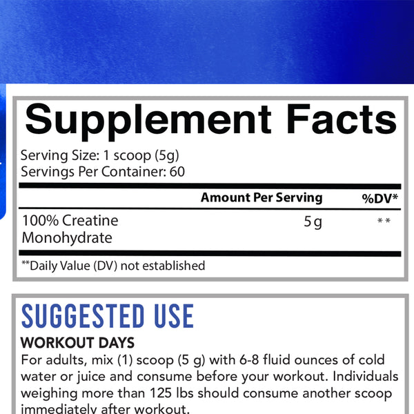 100% Creatine Monohydrate 200 Mesh Premium Performance Unflavored Powd ...