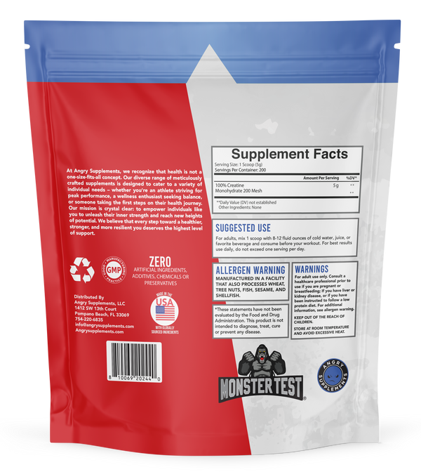 100% Creatine Monohydrate 200 Mesh Premium Performance Unflavored Powd ...