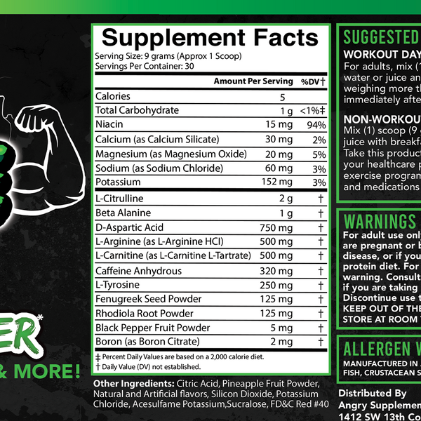Raw Rage Pre-Workout + Test Booster Drink Powder, Fruit Punch Flavor ...