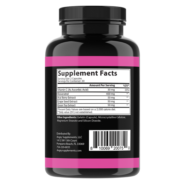Clear Skin Complex with Resveratrol, Acai & Grape Seed Capsules - Angry ...